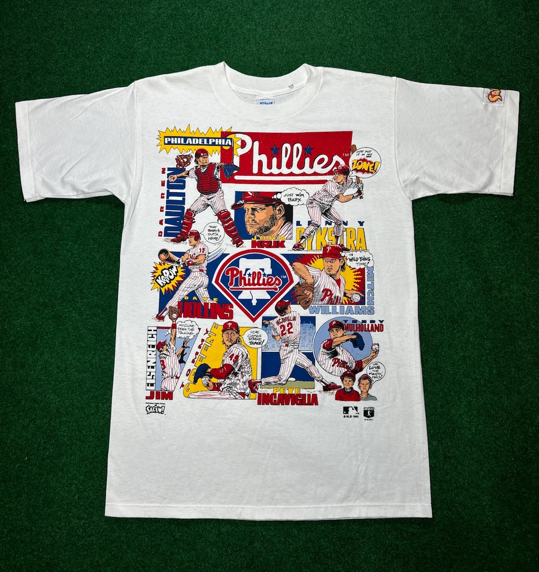 1993 90s Philadelphia Phillies Salem Caricature Comic Series Vintage T ...