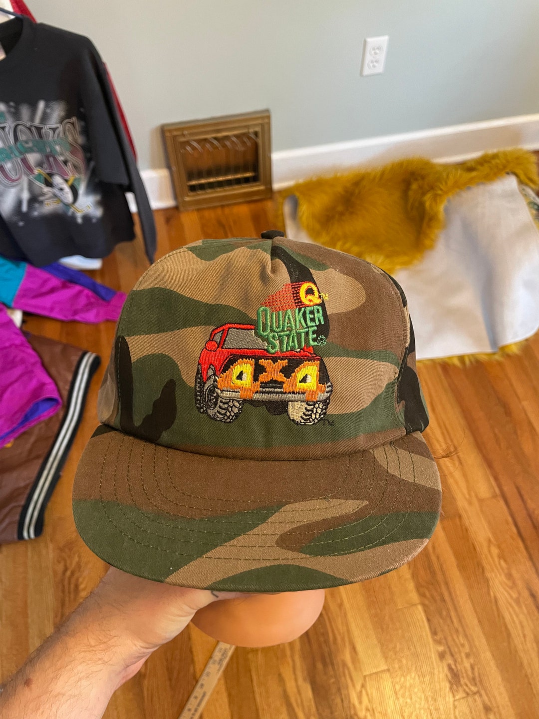 80s Camo Quaker State 4x4 Jeep Car Trucker Hat Snapback Baseball Cap ...