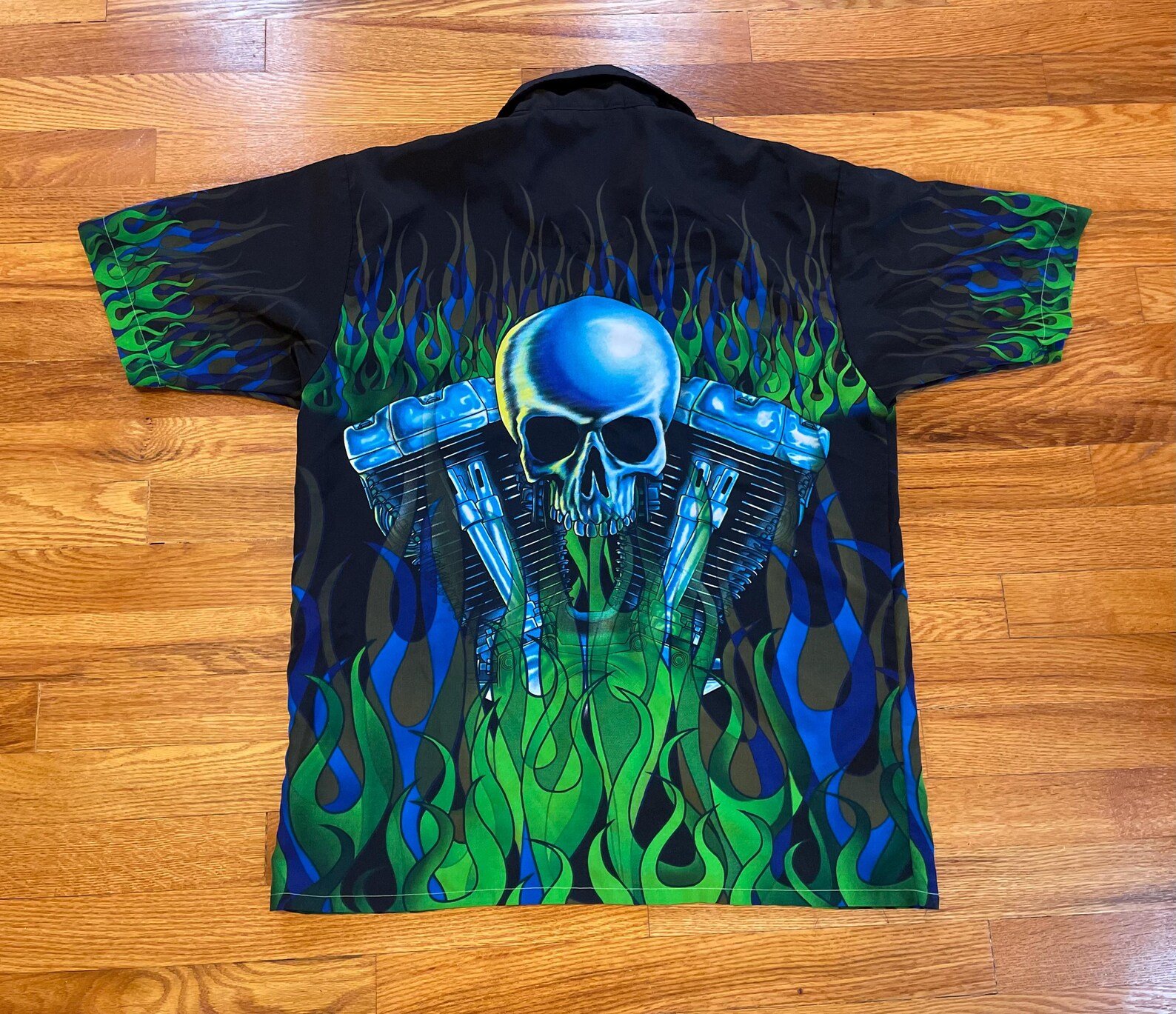 90s Skull Flames Button-up Shirt, Guy Fieri Style, Medium - Etsy