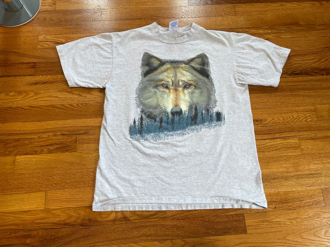 90s Grey WOLF Vintage T-shirt Rare White Trash Redneck NASCAR Navajo ...