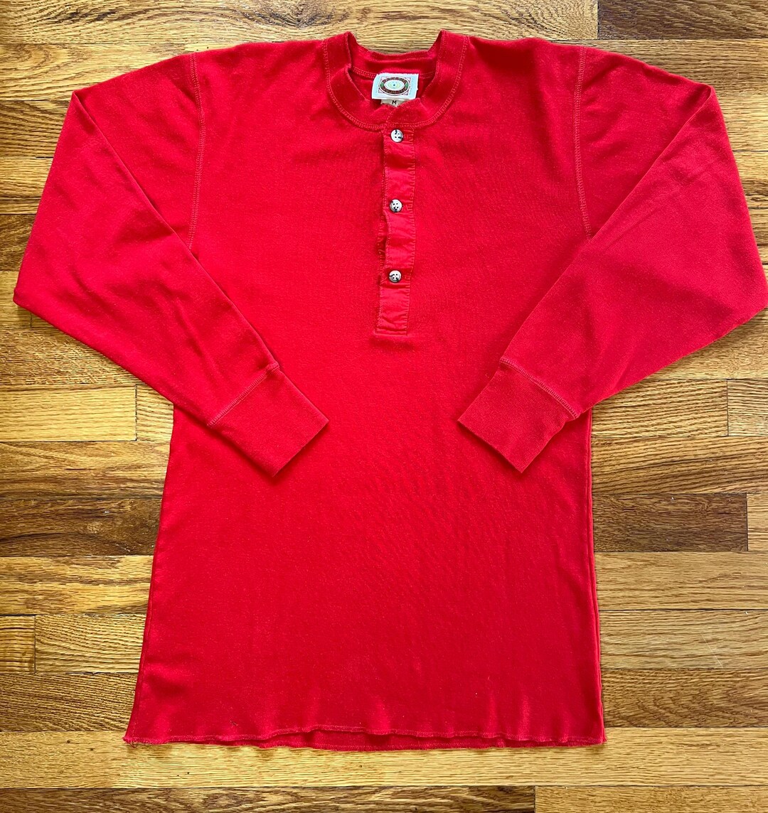 80s Banana Republic Red Henley Shirt Quarter Button Medium Surfer Brand ...