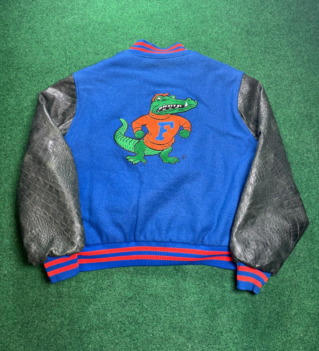 80s/90s Florida Gators Letterman Coat Jacket Textured Leather Rare Ncaa ...