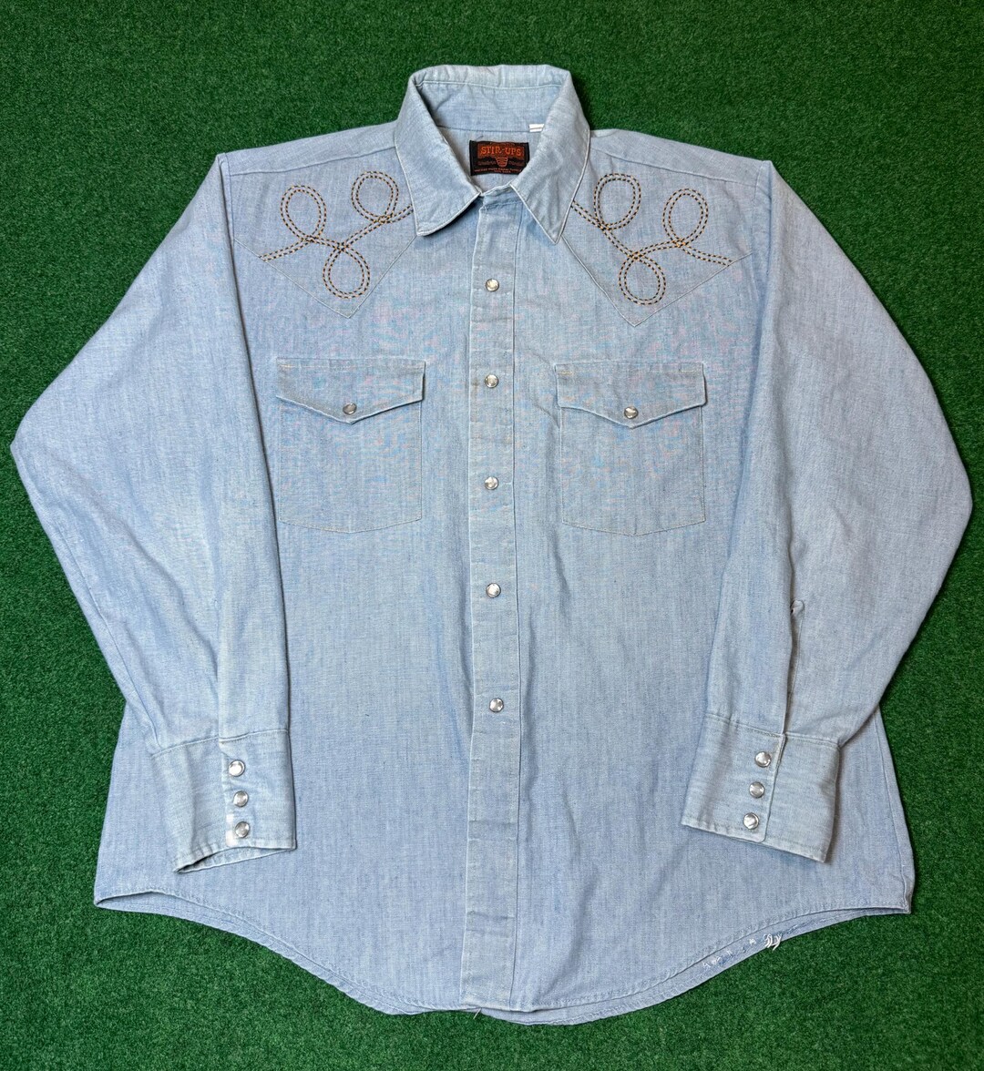 70s/80s Iconic Western Wear Pearl Snap Button up Shirt Stir Ups Cowboy ...