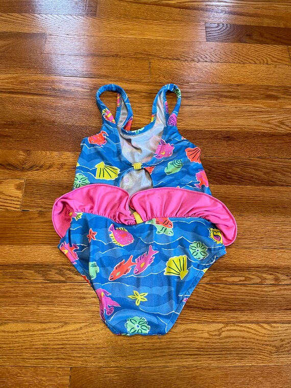 90s cute neon pink aquatic bathing suit retro swimsui… - Gem