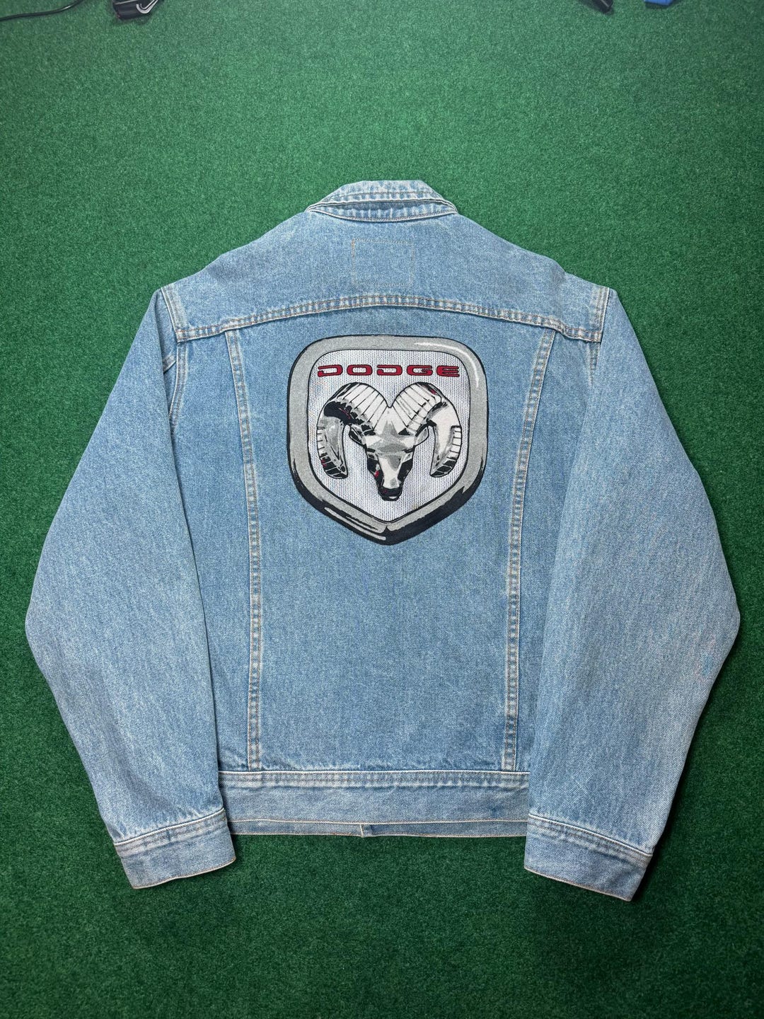 90s Dodge Ram Denim Jacket Rare Vintage Badass Large Jean Car Racing ...