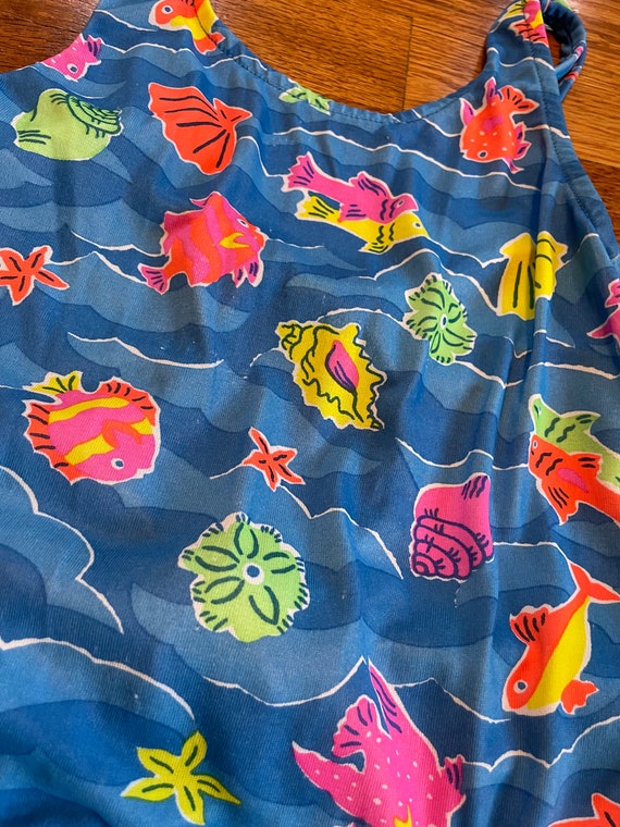 90s cute neon pink aquatic bathing suit retro swimsui… - Gem