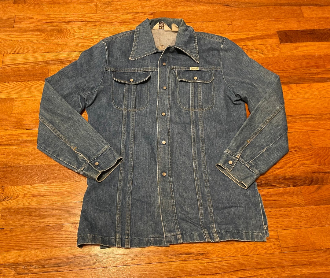 60s/70s Pearl Snap Denim Button up Jacket Do Nothing by Sedgefield Made ...