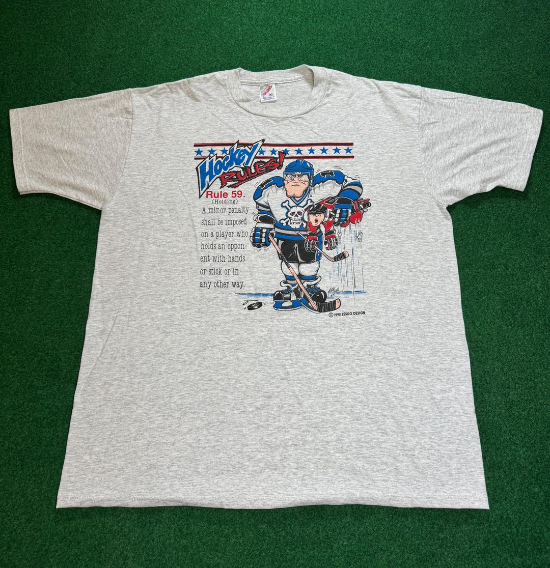 Amazing 90s 1995 Hockey Rules Vintage Novelty T-shirt Rare Nhl Stanley ...