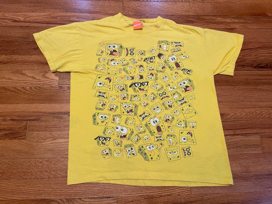 Y2K 90s the Many Faces of Spongebob Squarepants Vintage T-shirt Rare ...