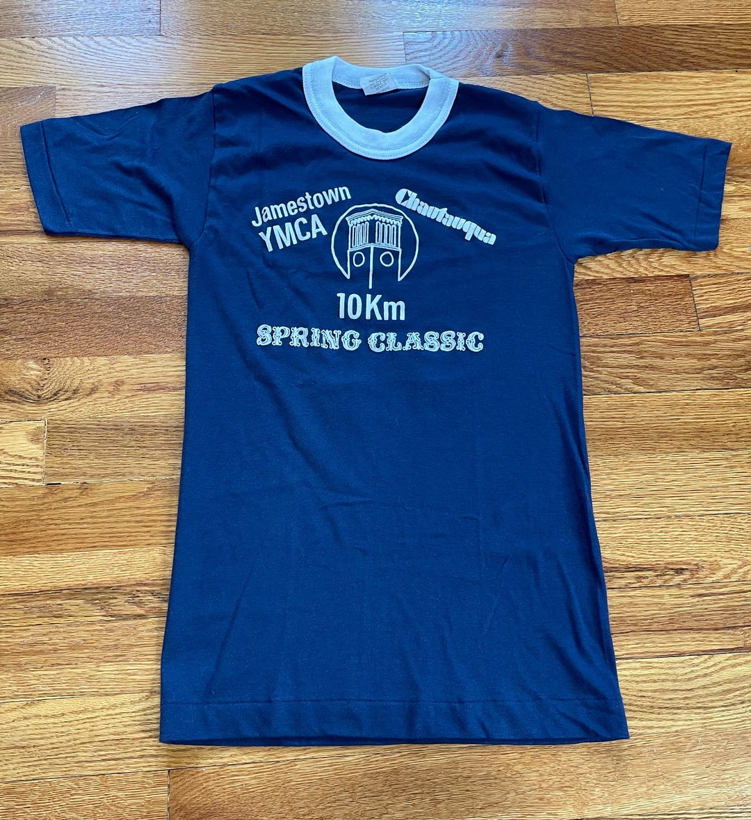 70s Pizza Hut and Pepsi Sponsored Running Ringer T-shirt Rare Vintage Jamestown Ymca 10km ...