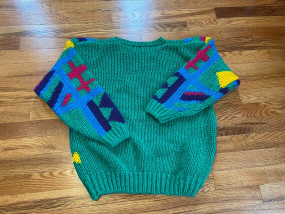 incredible retro 80s wacky sweater with shoulder pads… - Gem