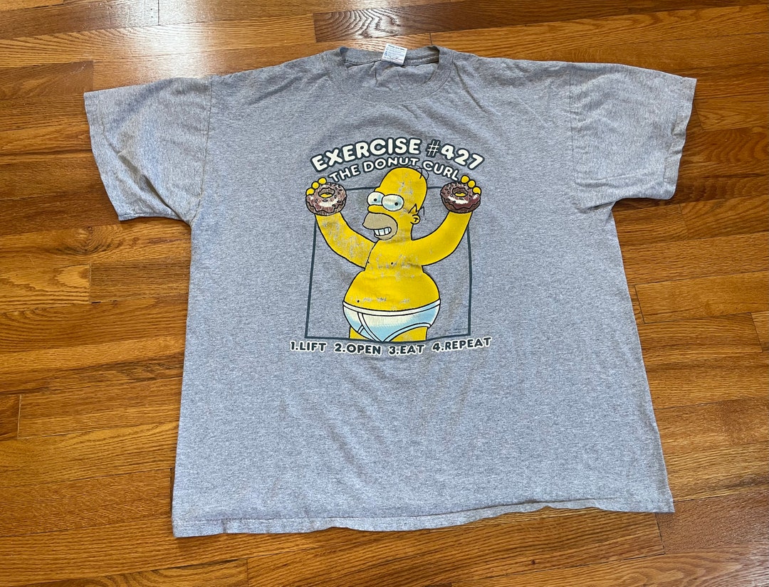 90s/y2k the Simpsons Homer Simpson Vintage T-shirt Rare XL Grey Donut ...