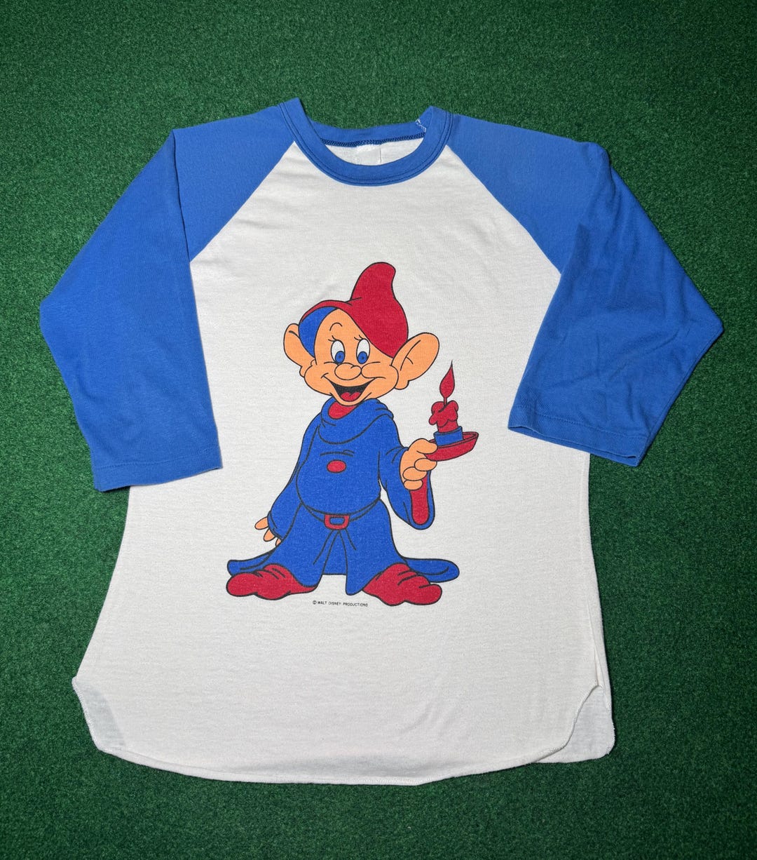 70s Snow White and the Seven Dwarfs Dopey Vintage Raglan T-shirt Rare ...