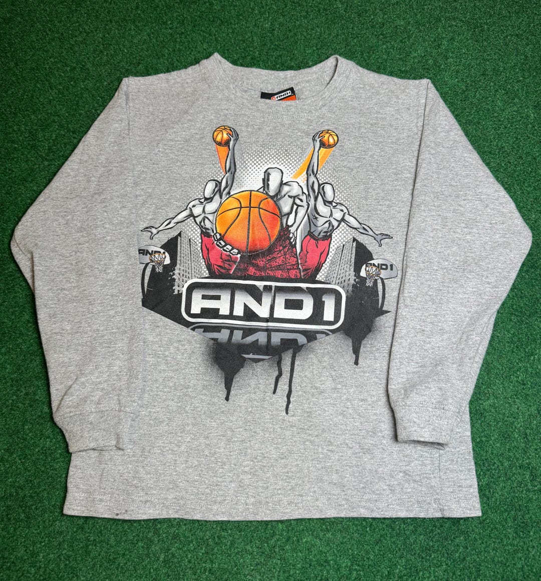 90s Y2K And1 and One Long Sleeve T-shirt Rare Basketball Kids Large ...