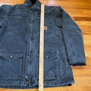 90s Carhartt Coat Brushed Poly Quilt Lined Canyon Jacket XL Black Faded ...