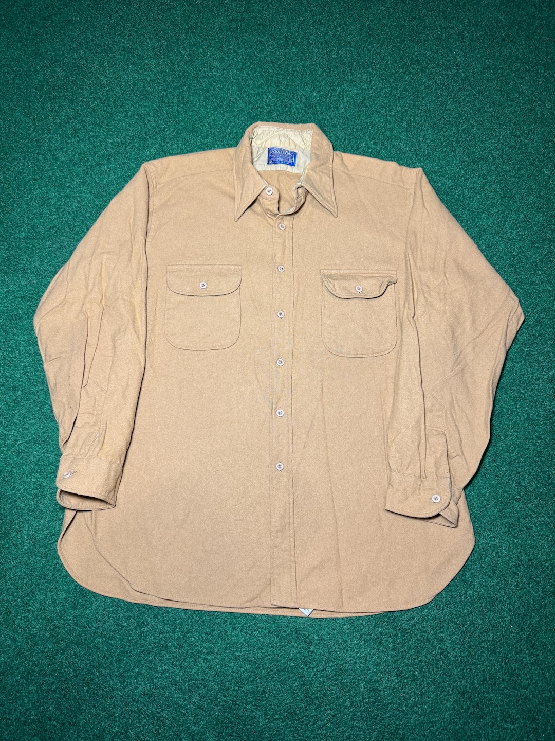 70s 80s Pendleton Wool Tan Button up Shirt Americana True Vintage Rare ...