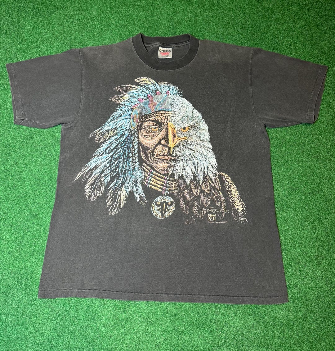 Insane 1994 90s Half Eagle Half Native American Cyborg Man T-shirt Rare ...