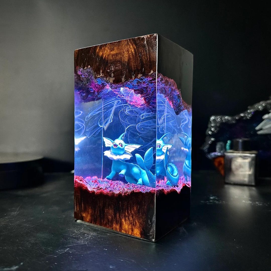Vaporeon Po.ke.mon Epoxy Lamp, POKE.MON WORLD Resin Diorama Lamp ...