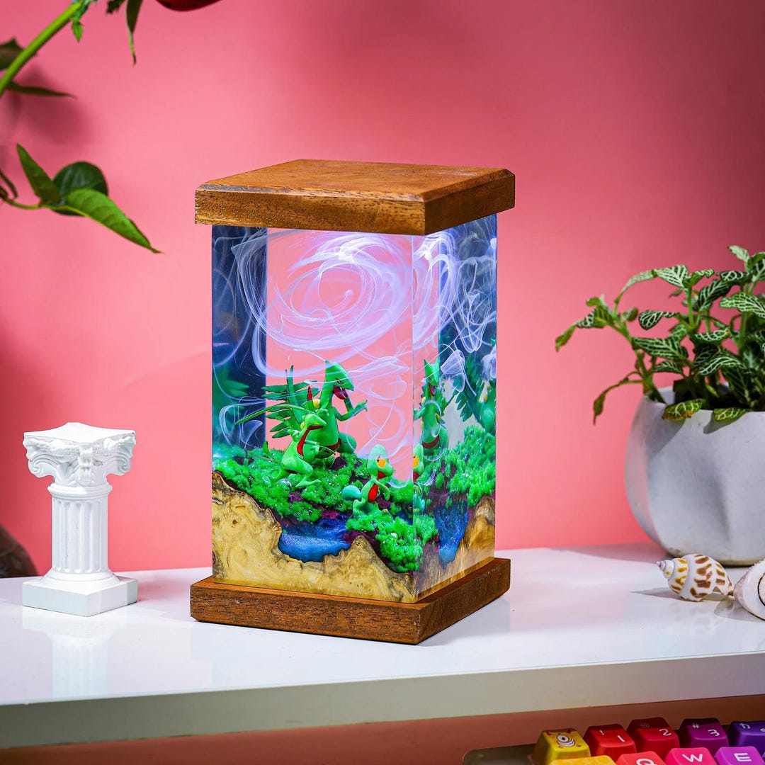 Trek.ko Evolutions Pokemon Epoxy Lamp,po.kemon WORLD Resin Diorama Lamp ...