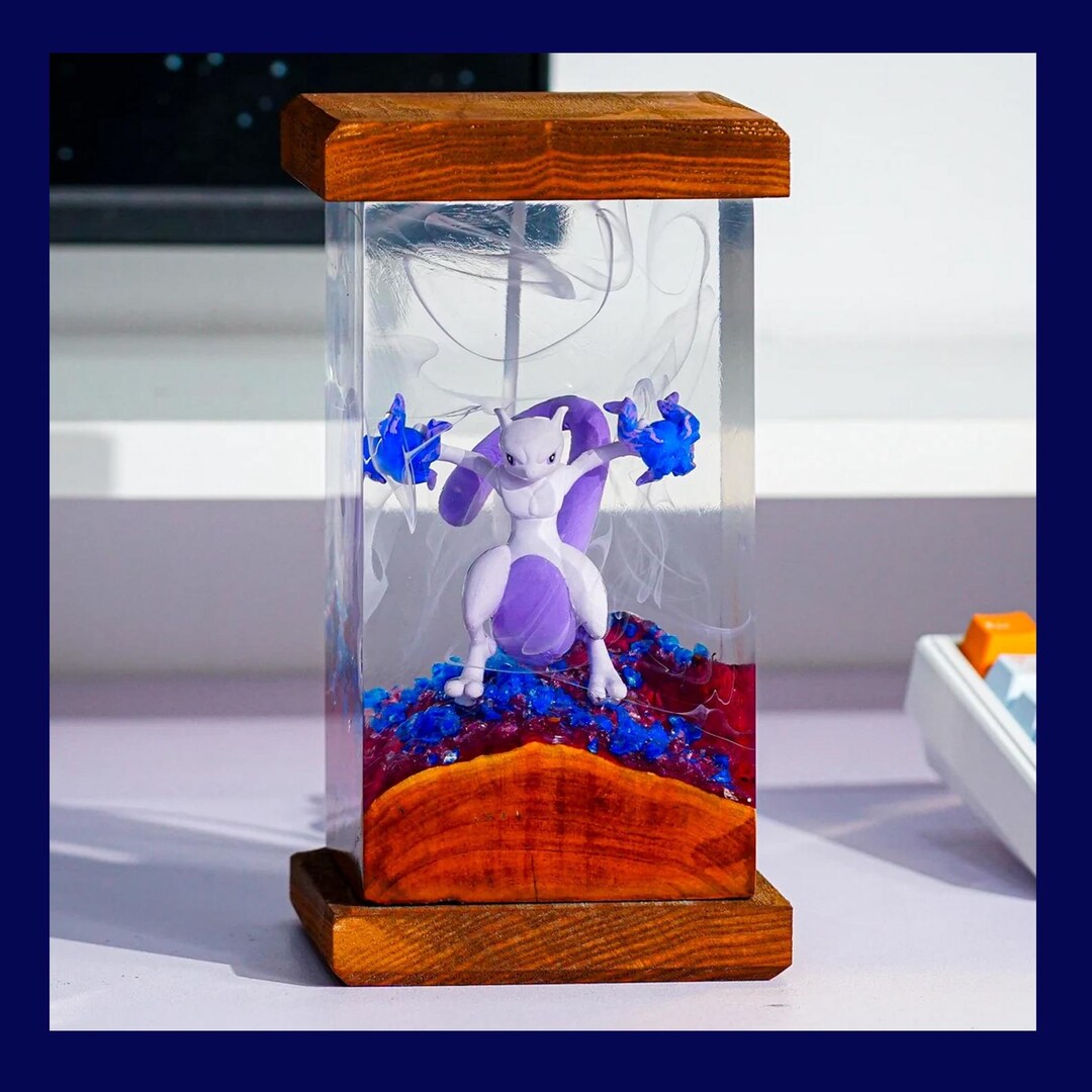 Pokemon Lamp, Mewtwo Resin Lamp, Pokemon Gifts, Pokemon Decor, Custom ...