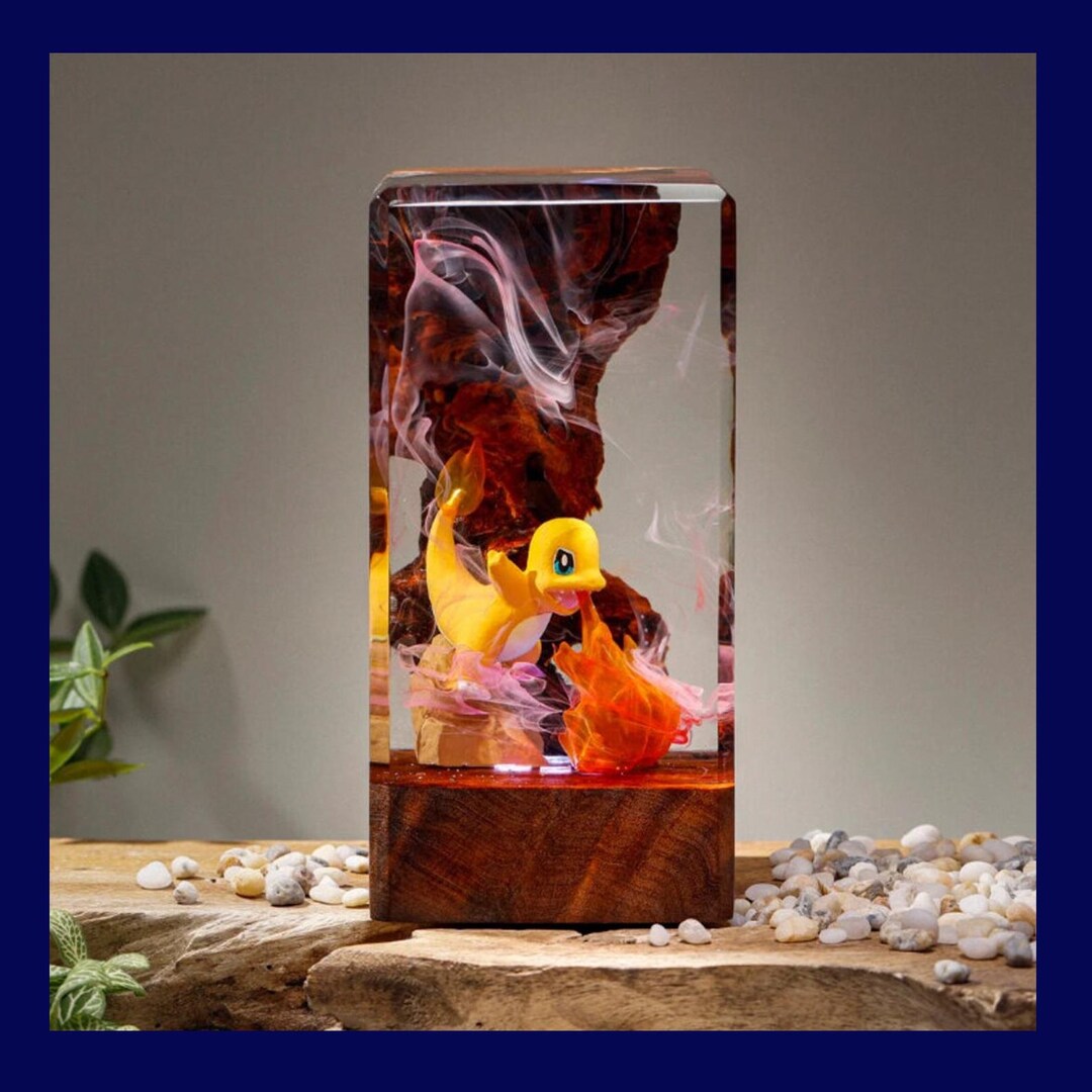 Charmander Night Light, Custom Pokemon Resin Lamp, Epoxy Resin Art ...