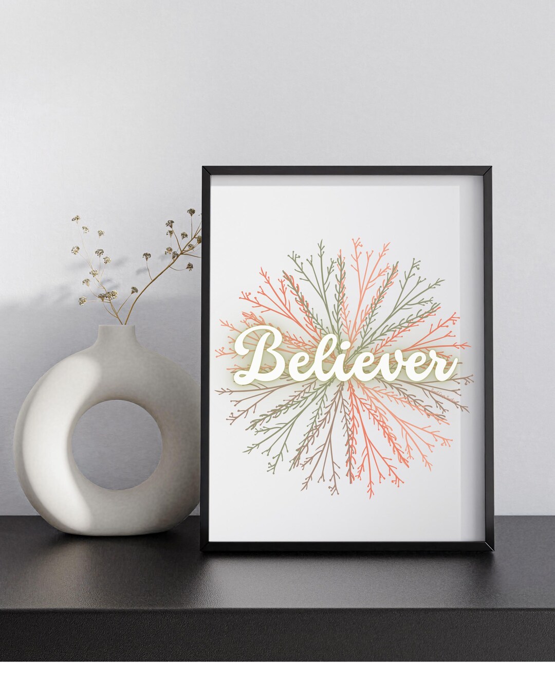 Digital Download, Believer, Wall Art Print, Single Word Design, Faith ...