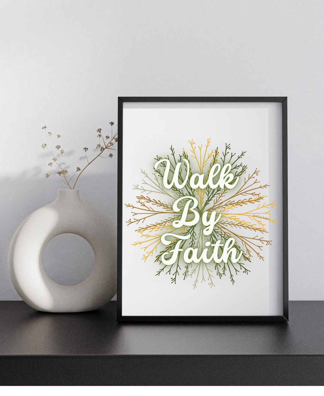 Digital Download, Walk by Faith, Wall Art Print, Single Phrase Design ...
