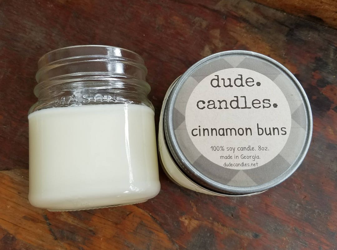 Cinnamon buns candle. 8oz soy candle. dude candle. mason jar candle ...