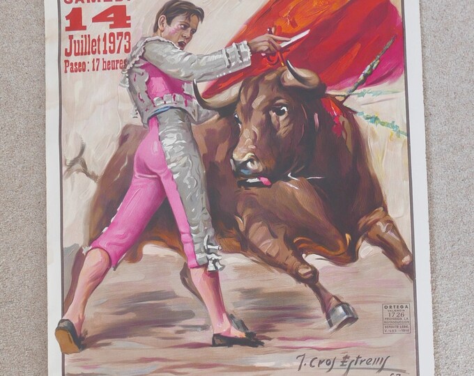 1973, Original Bullfight Poster, South France Bullfighting Poster ...