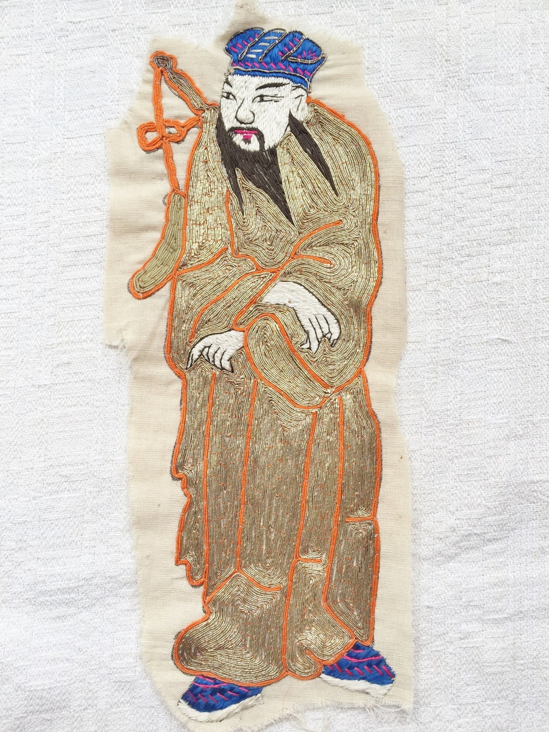 Vintage Chinese Goldwork Embroidery Chinese Man Traditional - Etsy