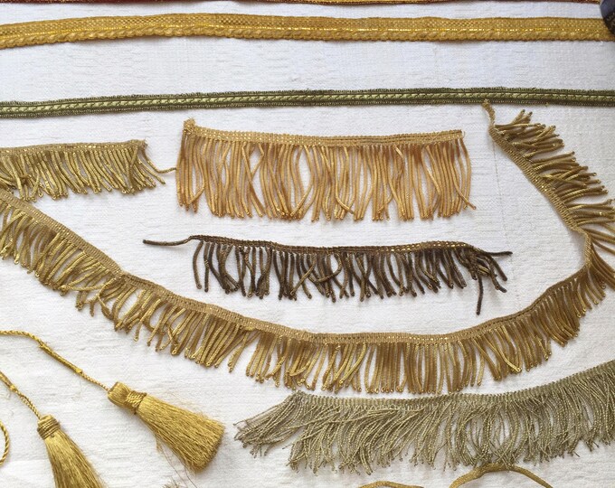 Antique French Gold Metallic Trim Bundle, Passementerie Metallic Cord ...