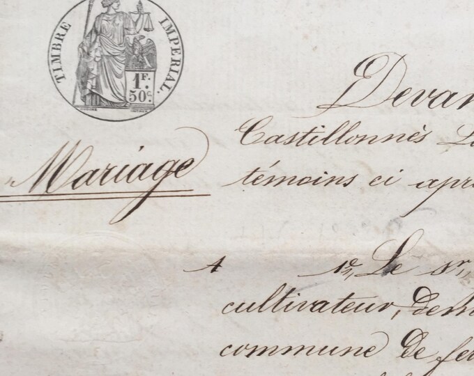 1800's Antique French Marriage Contract, School Reports, Legal Document ...