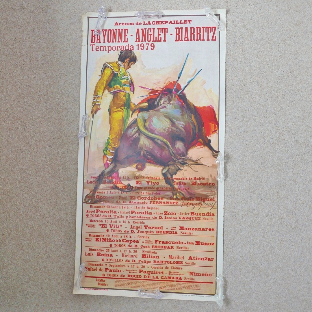 1979, Original Bullfight Poster, South France Bullfighting Poster ...