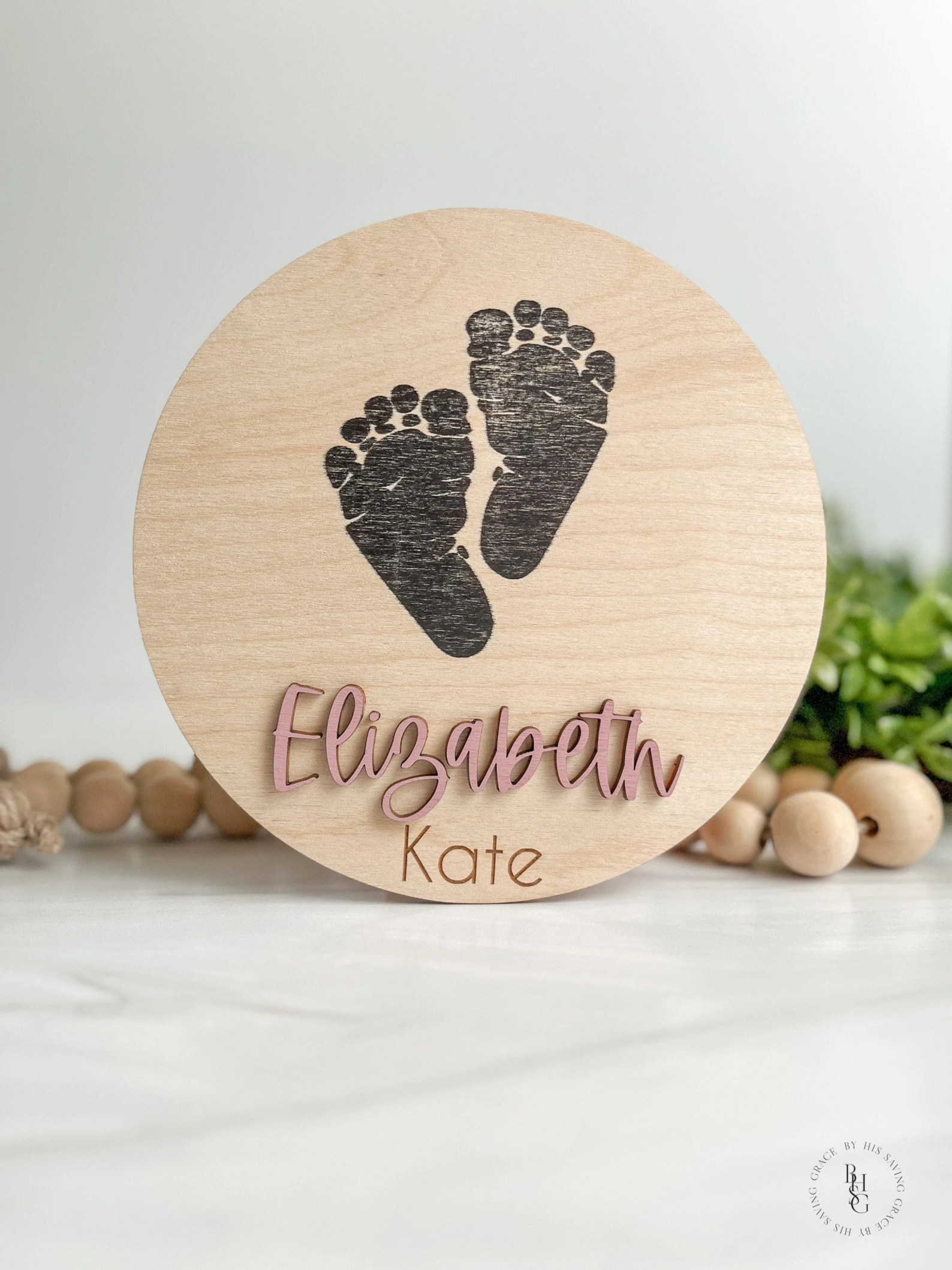 Baby Announcement Sign With Birth Stats Footprint Sign for Newborn Baby ...