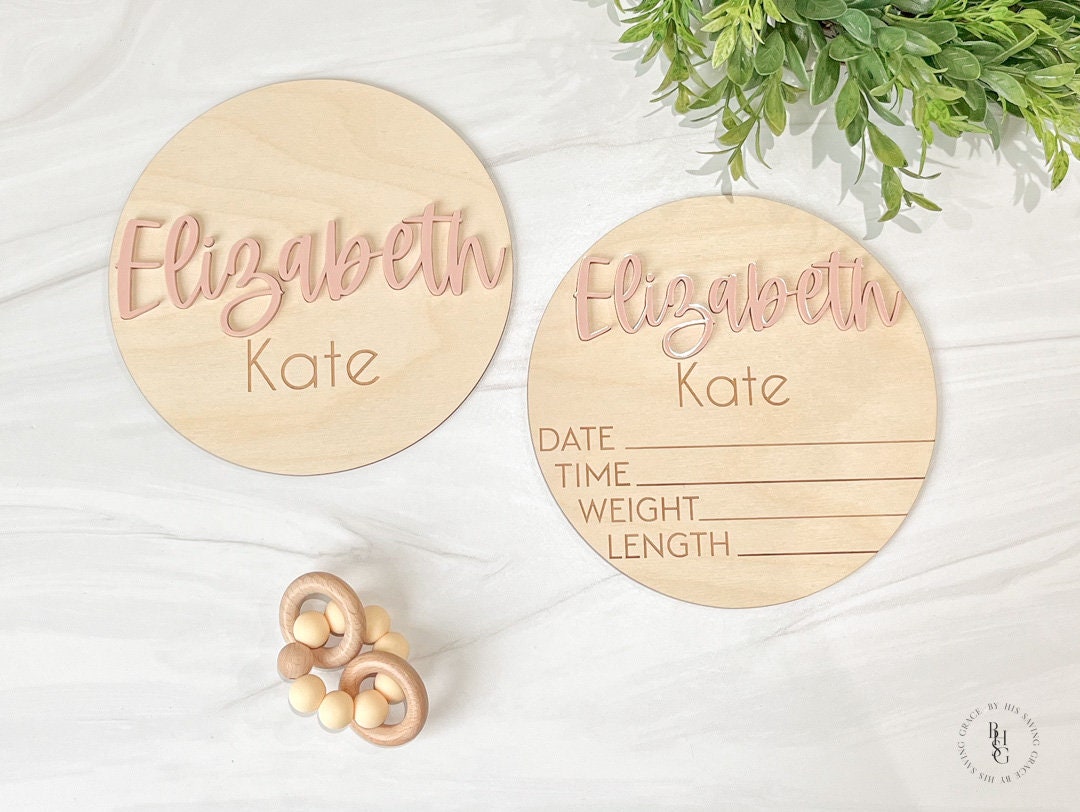 Baby Announcement Sign With Birth Stats Featuring an Acrylic Name ...