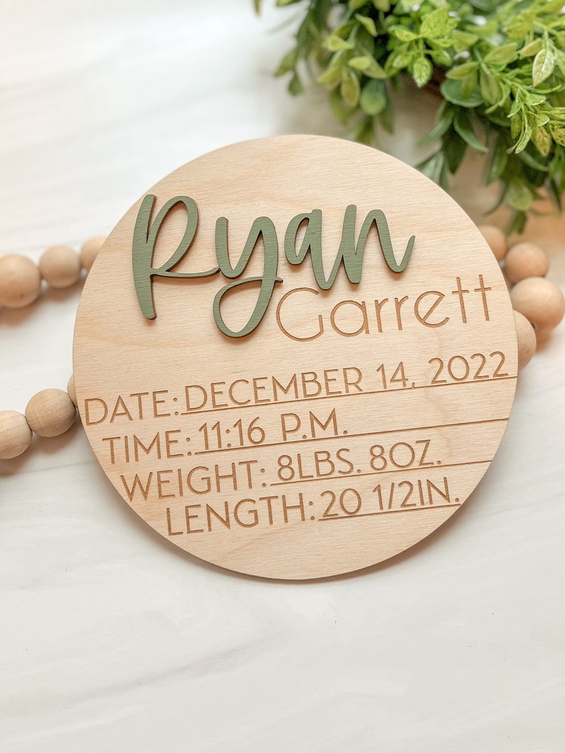 Baby Announcement Sign With Engraved Birth Stats Wood Sign - Etsy