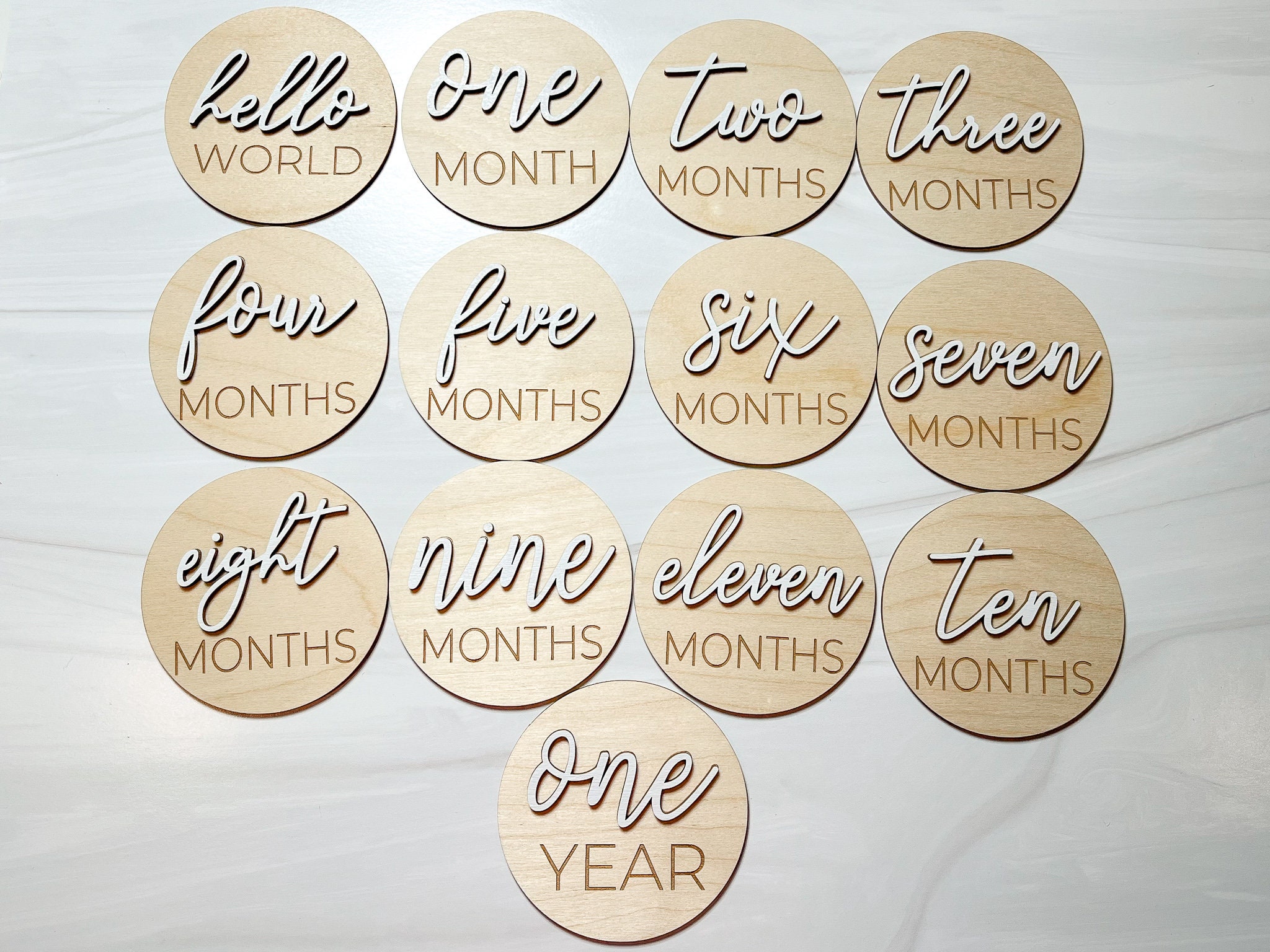3D Wooden Monthly Milestone Discs for Baby Photos Monthly - Etsy