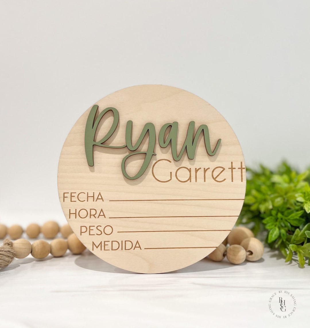 Spanish Baby Announcement Sign With Birth Stats Wood Sign for Name ...