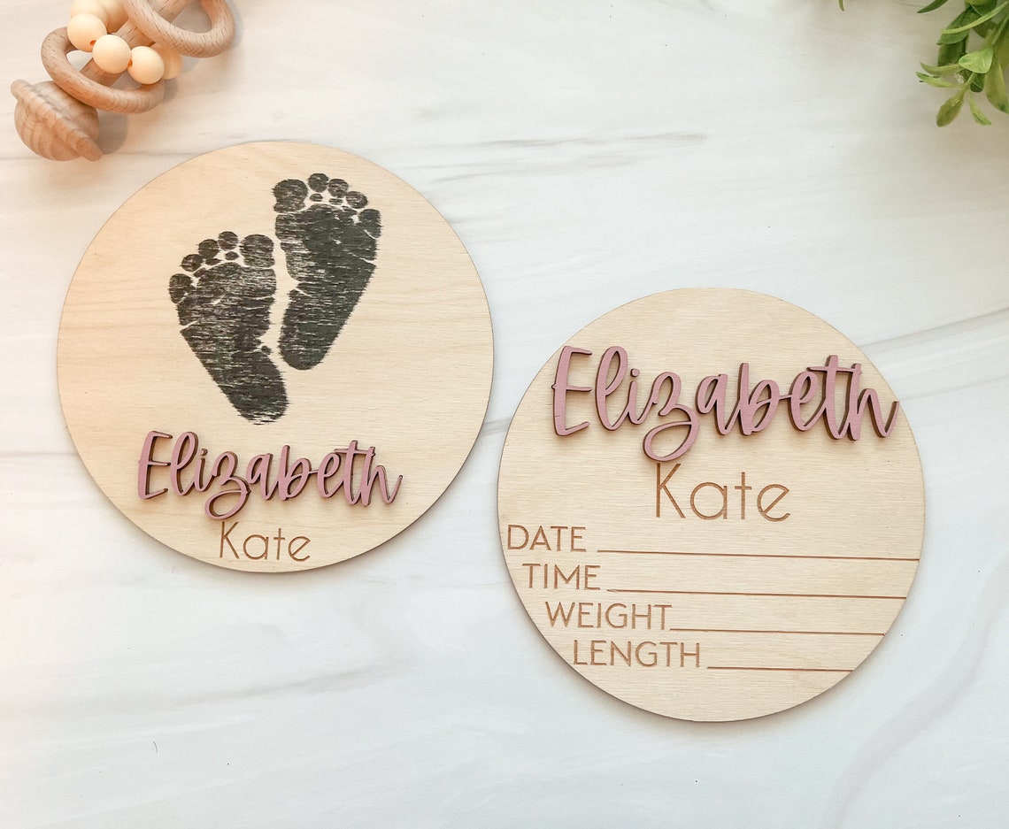 Baby Announcement Sign With Birth Stats Footprint Sign for - Etsy