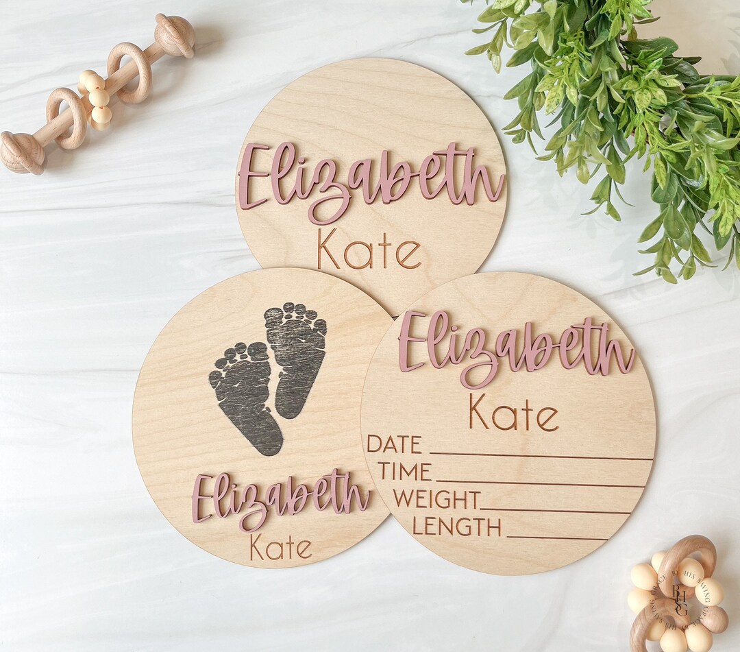 Baby Announcement Sign With Birth Stats Footprint Sign for - Etsy