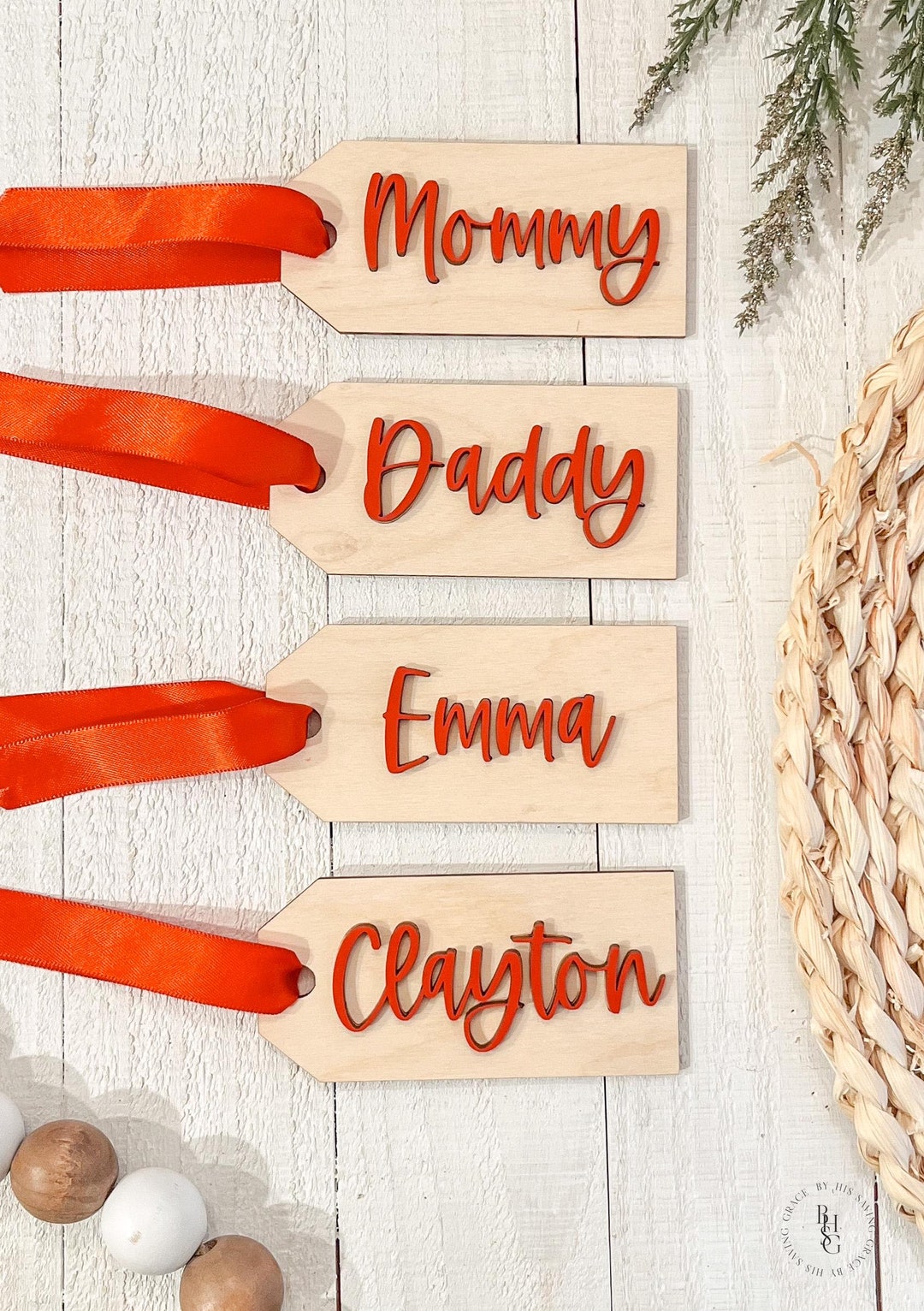 Personalized Stocking Tags Wooden Stocking Tags Wooden Gift Tag ...