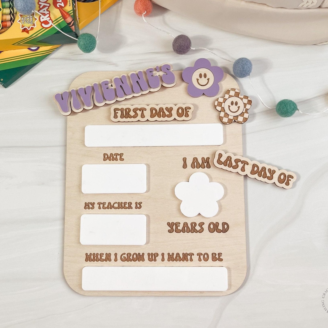 Groovy Personalized Interchangeable First & Last Day School Sign | Back ...