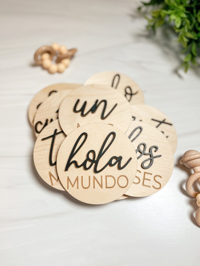 Spanish 3D Wooden Monthly Milestone Discs for Baby Photos - Etsy