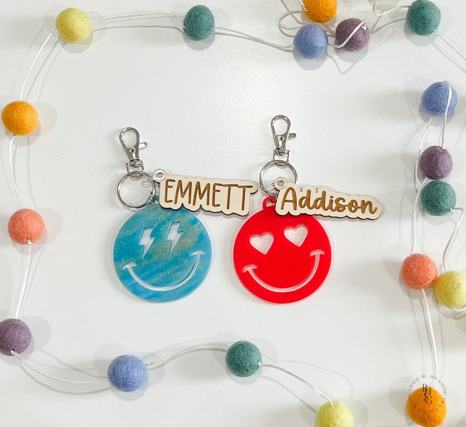 Smiley Face Keychain With Name | Keychain for Backpack | 90s Nostalgia ...