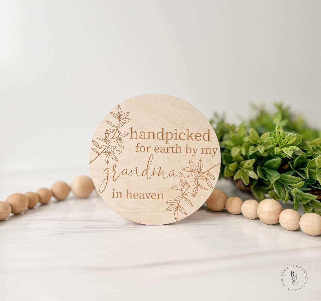 Handpicked for Earth by My Grandma in Heaven | Birth Announcement Sign ...