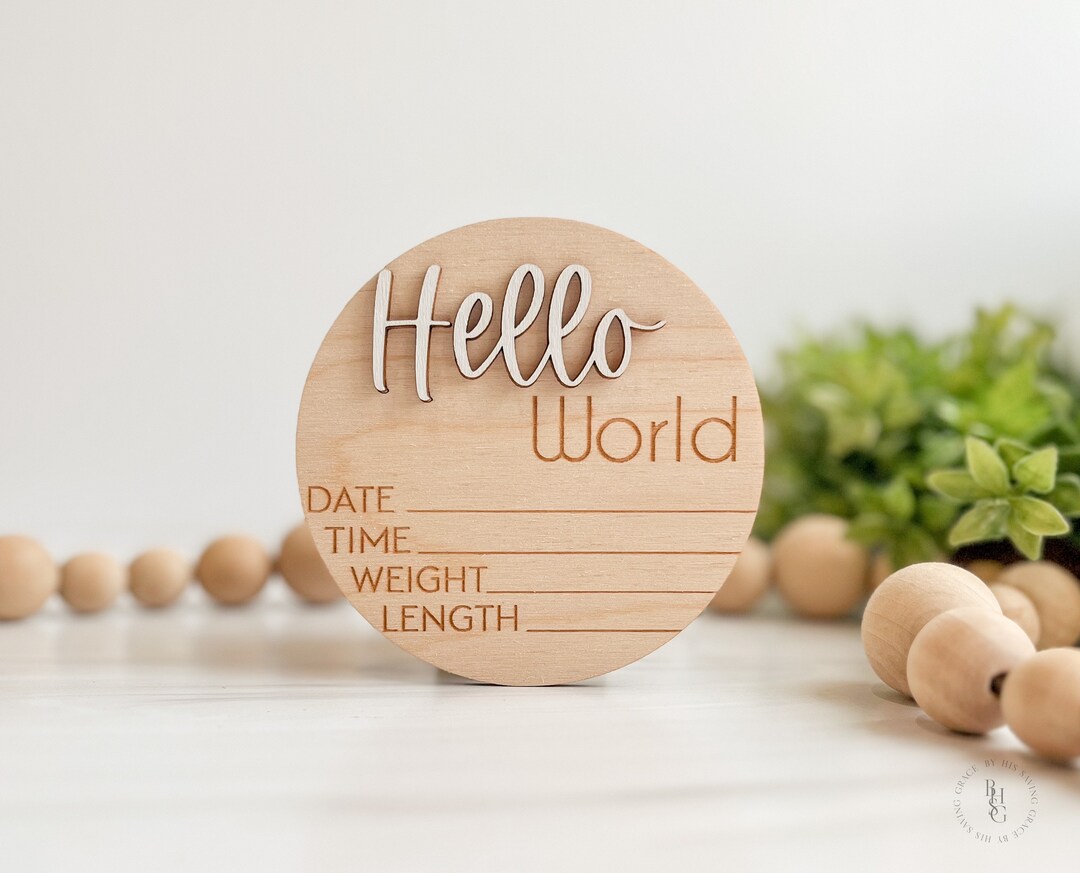 Hello World Baby Announcement Sign Baby Sign for Hospital Welcome Baby ...