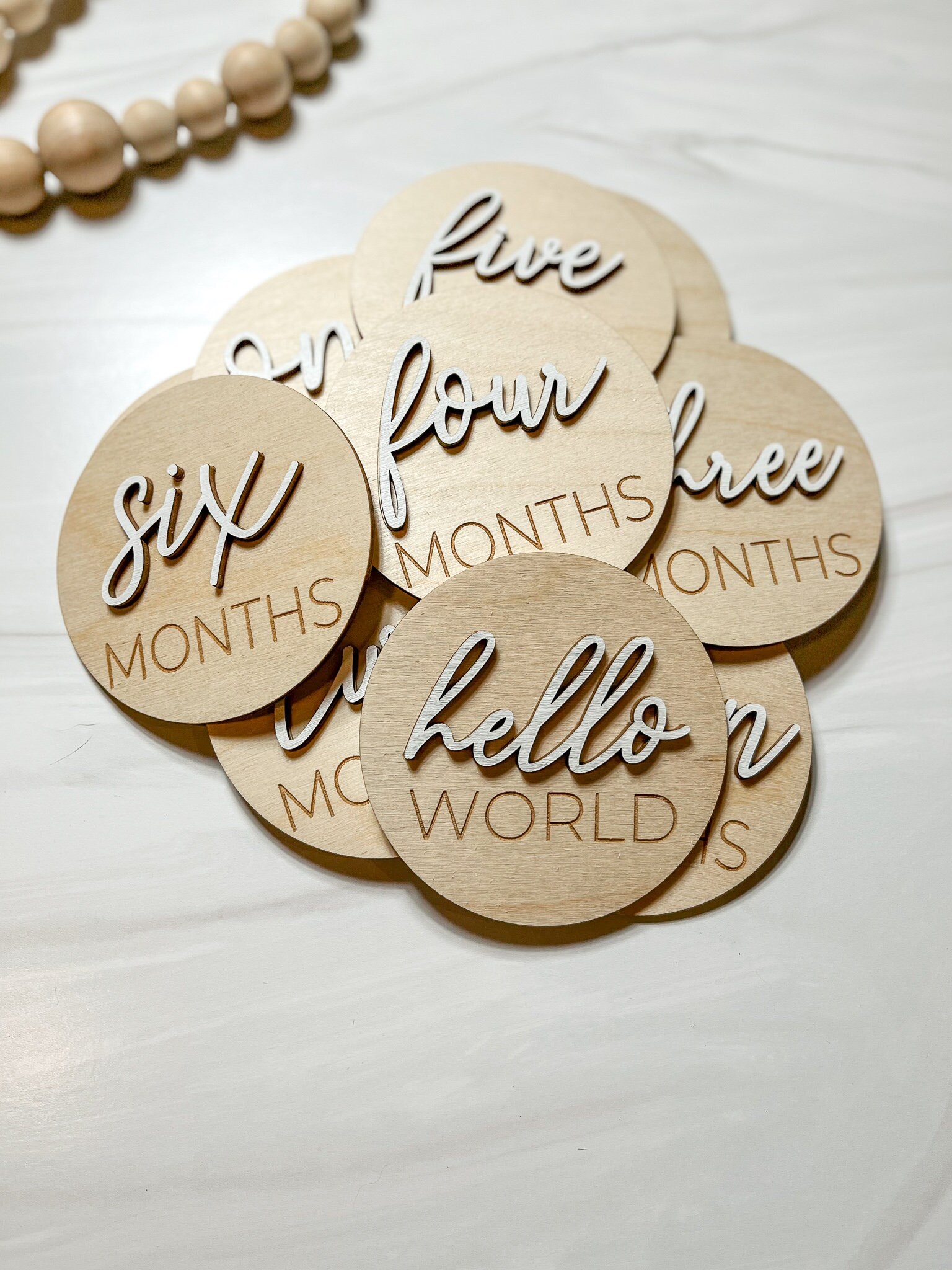 3D Wooden Monthly Milestone Discs for Baby Photos Monthly - Etsy
