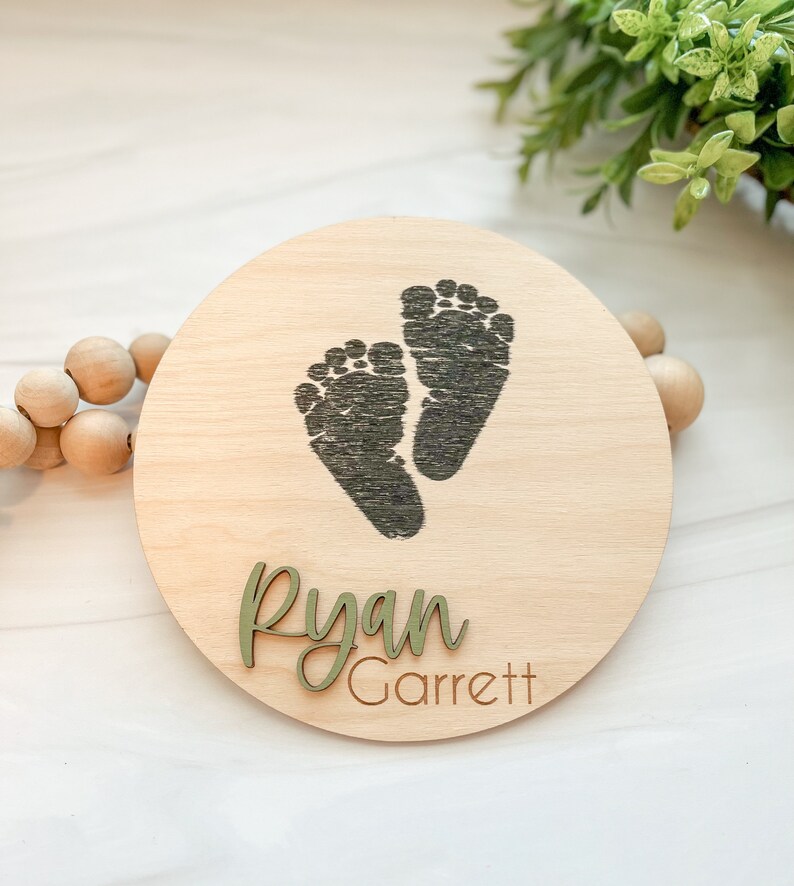 Baby Announcement Sign With Birth Stats Footprint Sign for - Etsy