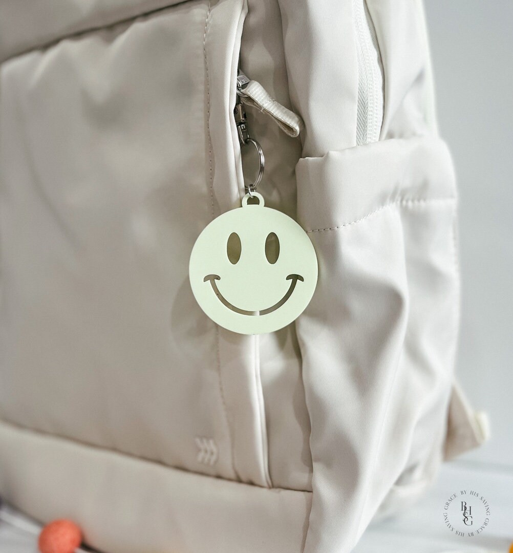 Smiley Face Keychain With Name | Keychain for Backpack | 90s Nostalgia ...
