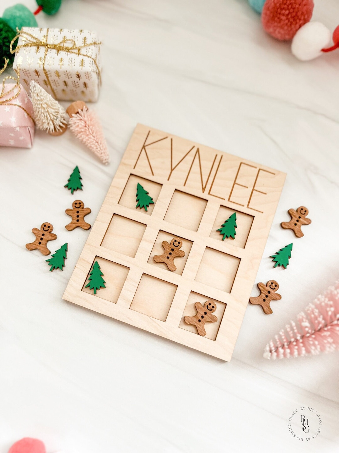 Christmas Wooden Tic Tac Toe Board | Custom Tic Tac Toe Board ...
